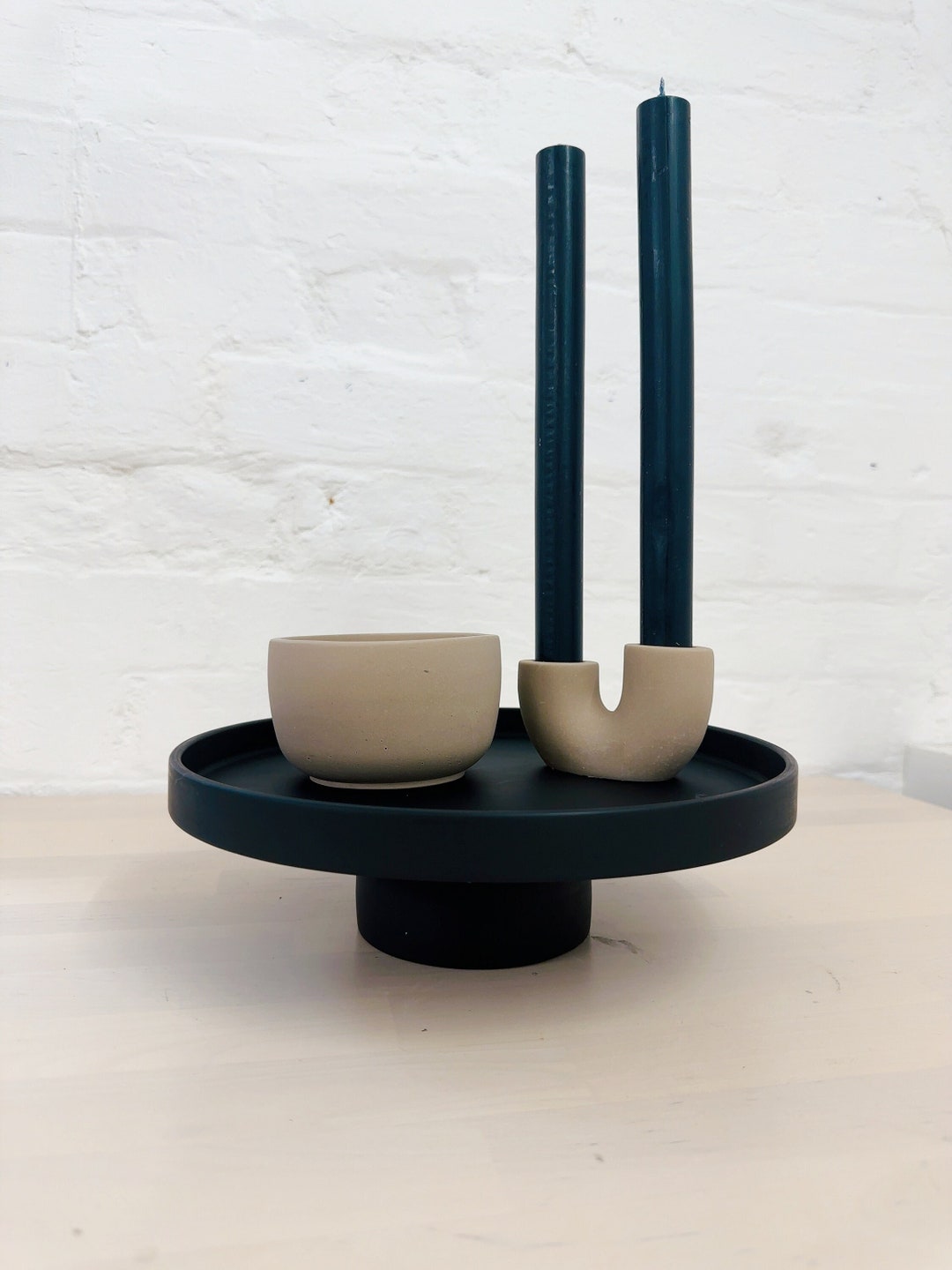 Large Round Concrete Display Stand | Table Pedestal Tray | Decorative ...