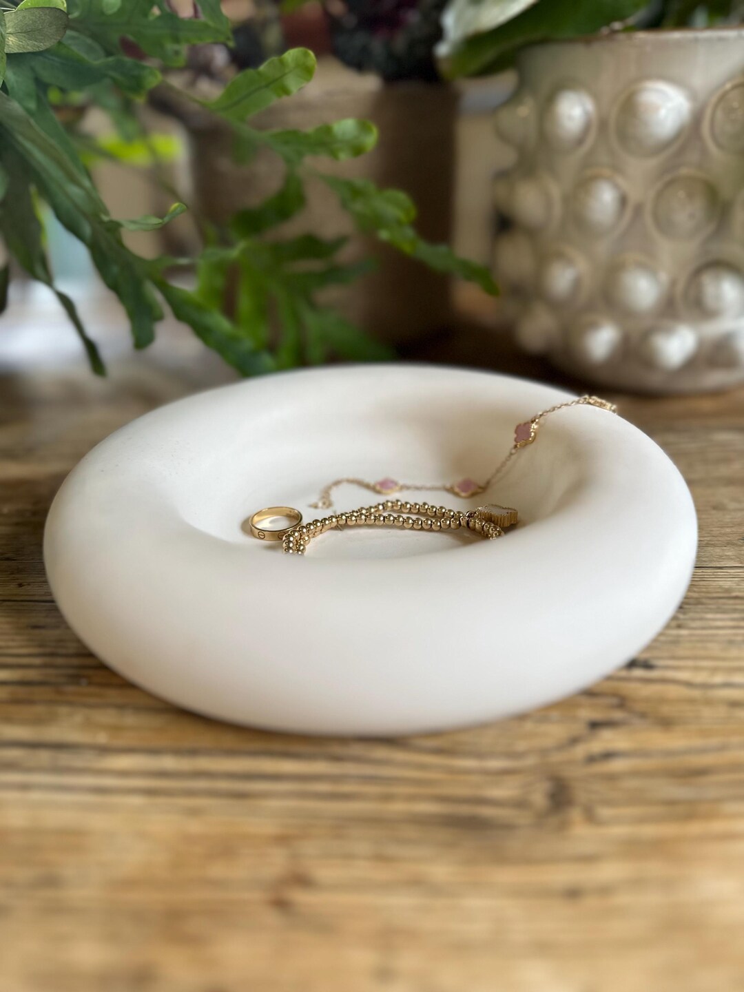 Round Concrete Dish | Chunky Dish | Table Display Tray | Decorative ...