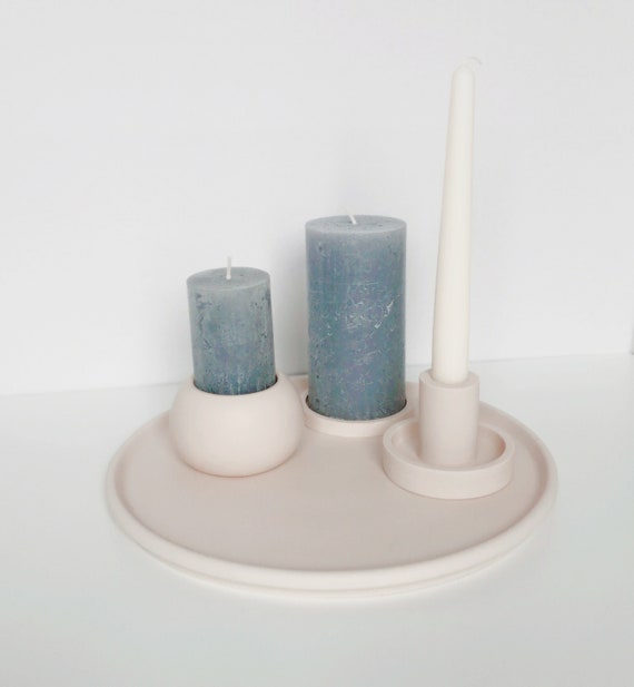 Large Round Plate 7 Colours Jesmonite Concrete Candle Display Tray Table Display Modern Home Decor Round Drinks Tray Etsy Canada