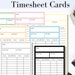 Time Cards, Timesheet Cards, Work Hours Log, Working Hours Log ...