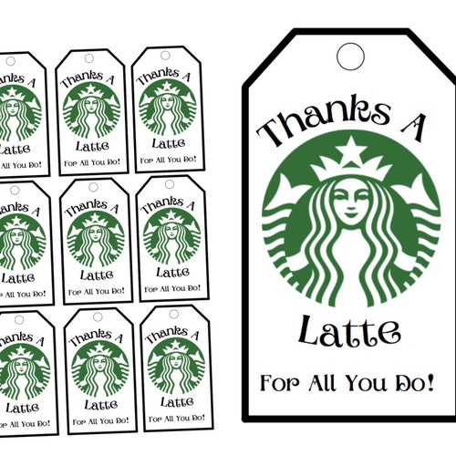 Thanks A Latte Tag Printable/ Gift Tag/ Thank You Tag/ Teacher - Etsy