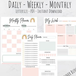 Daily Planner. Weekly Planner. Monthly Planner. Printable Planner ...