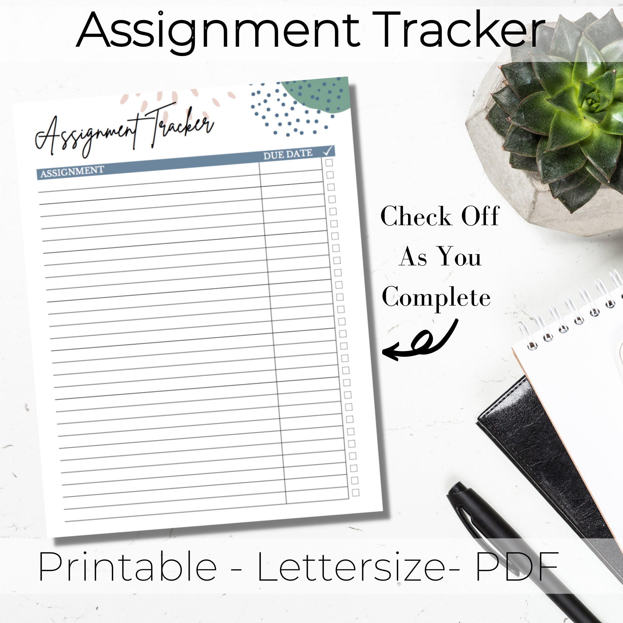 Printable Assignment Tracker Homework TrackerAssignment | Etsy