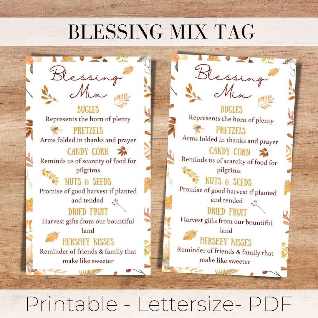Blessing Mix Tag, Holiday Mix Tag, Favor Tag, Thanksgiving Tag ...