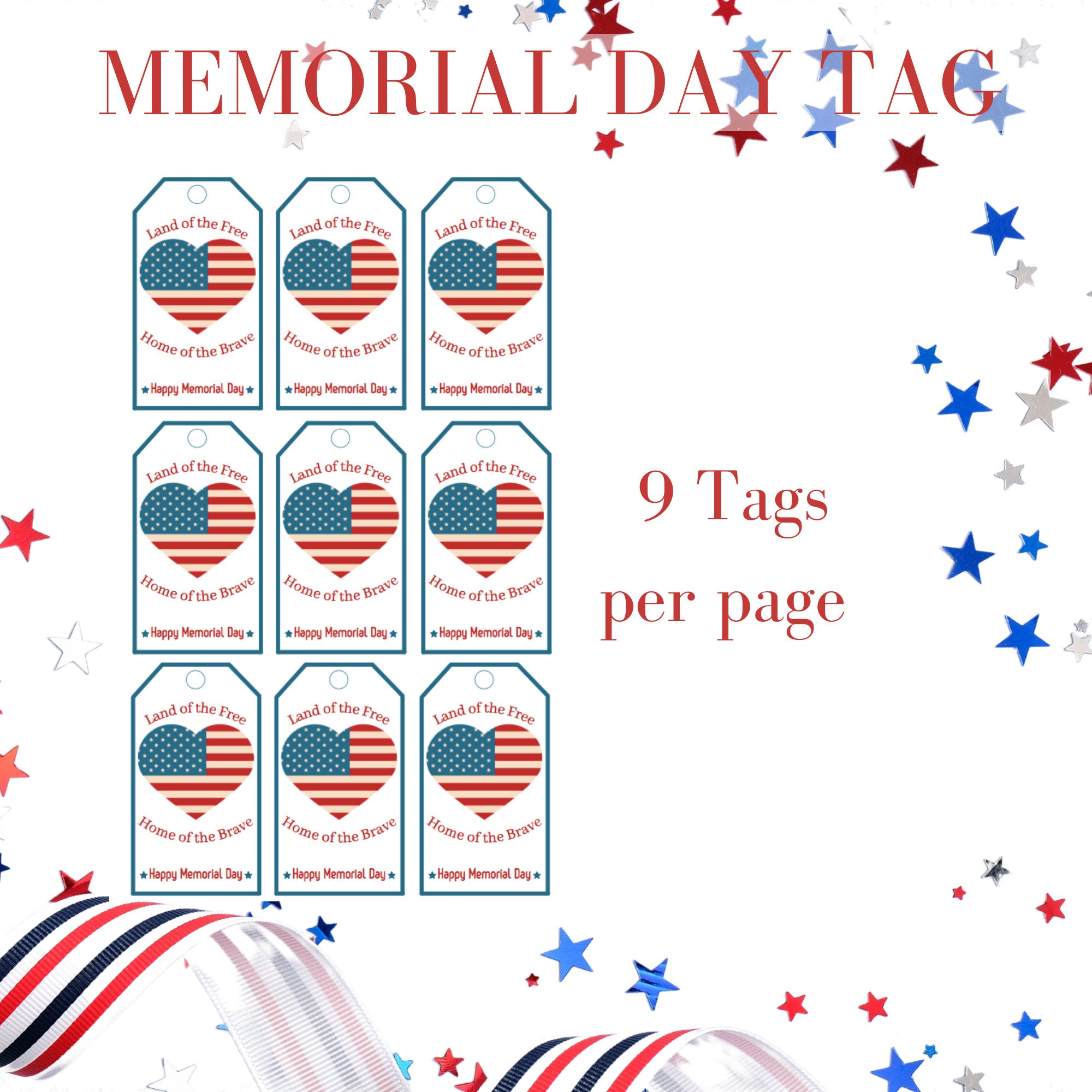 Memorial Day Gift Tags, Patriotic Party Favor (PDF Printable) - Etsy