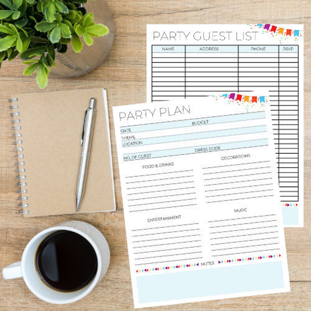 Party Plan Template, Party Plan Planner, Event Planner, Guest List ...