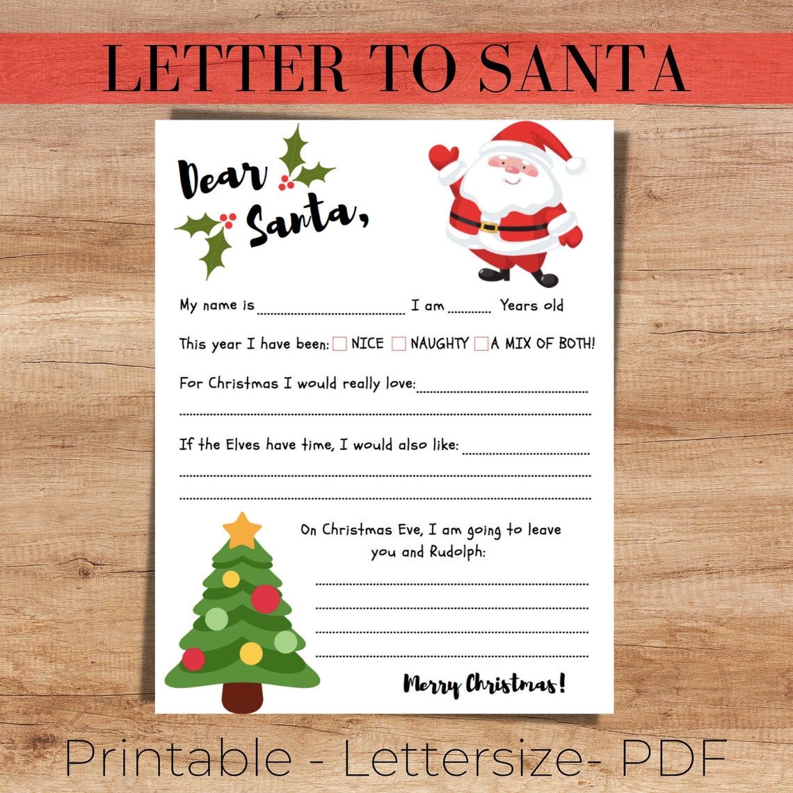 Letter to Santa Printable Letter to Santa Santa Letter - Etsy