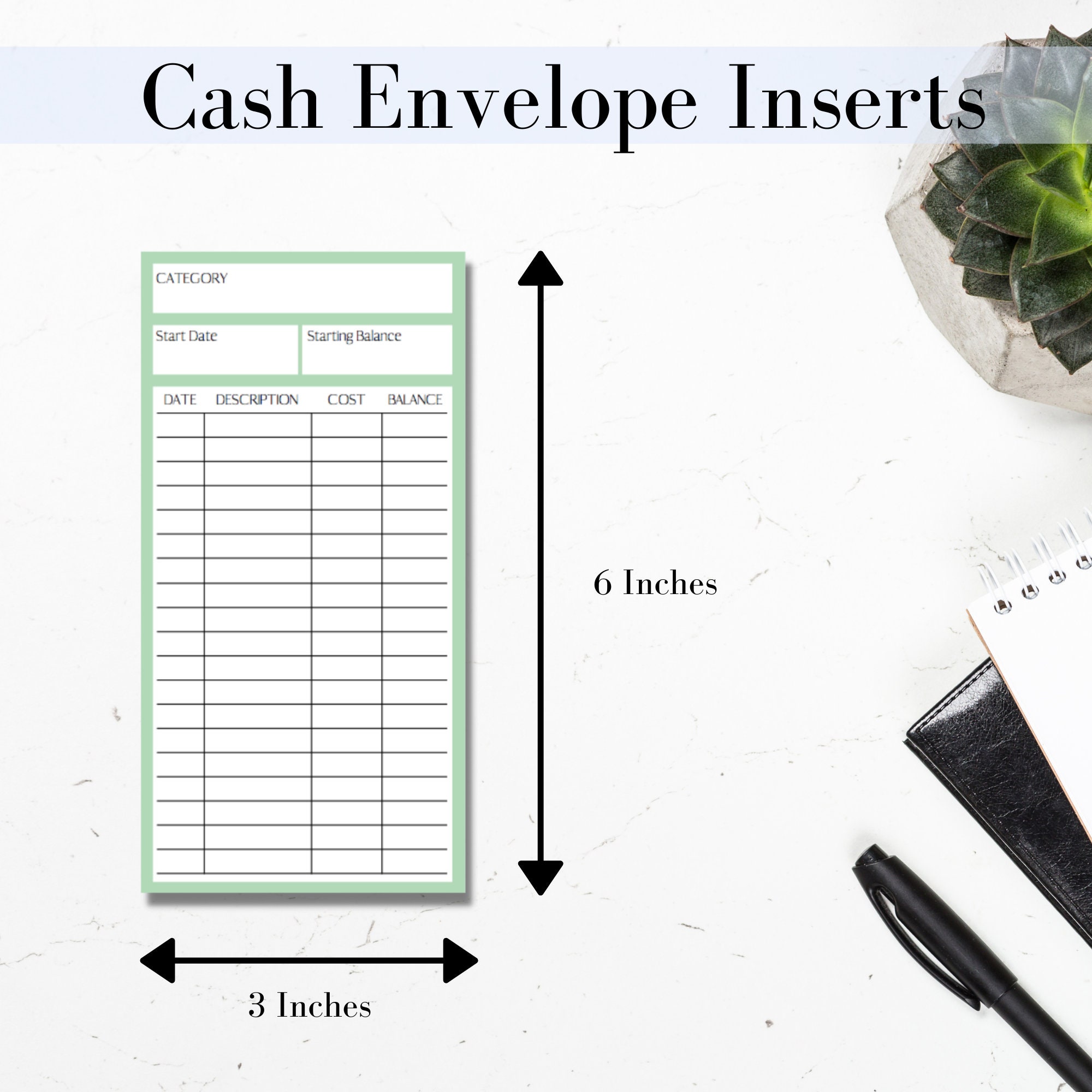 Cash Envelope Inserts Cash Transaction Register Cash | Etsy