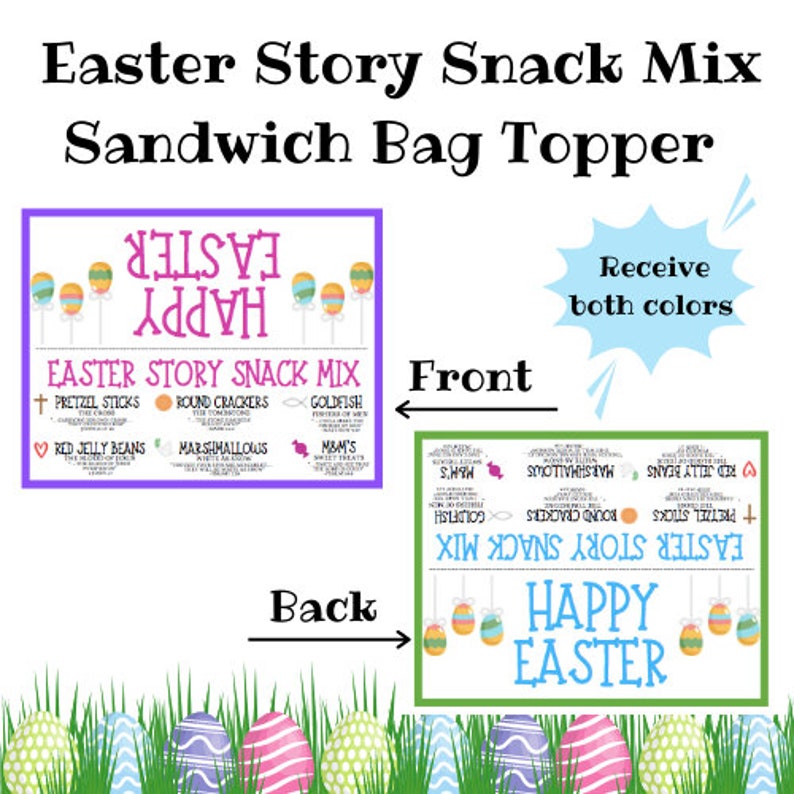 Easter Story Sandwich Bag Topper Easter Snack Mix Easter Bag - Etsy