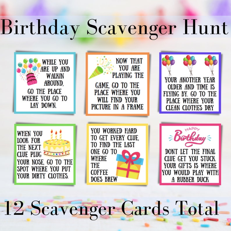 Birthday Scavenger Hunt Birthday Treasure Hunt Birthday - Etsy