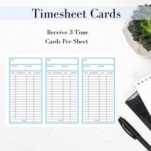 Time Cards, Timesheet Cards, Work Hours Log, Working Hours Log ...