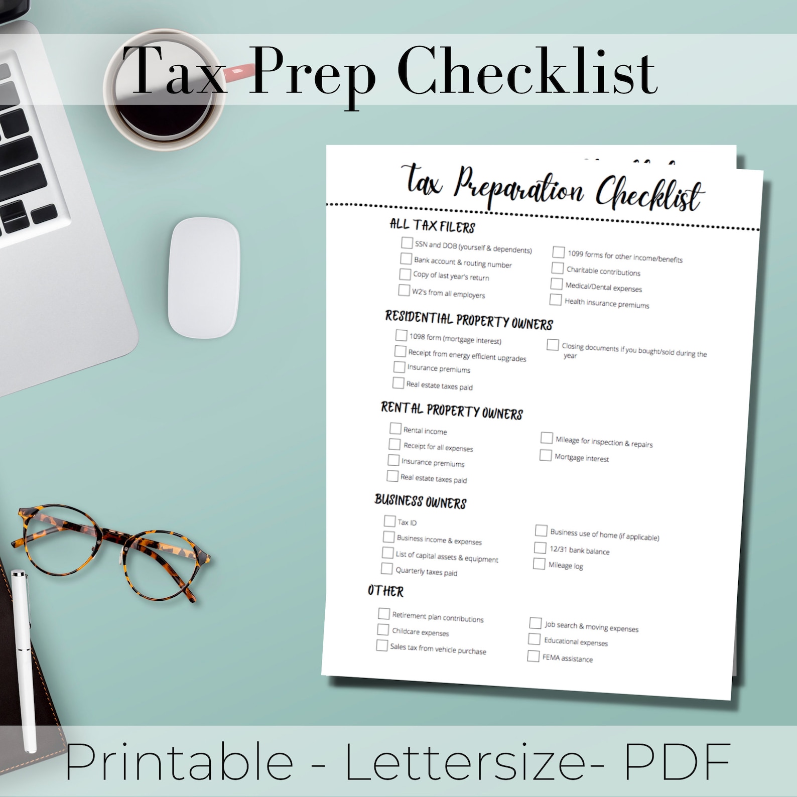 Tax Preparation Checklist, Tax Prep Checklist, Tax Prep Tracker, Tax ...