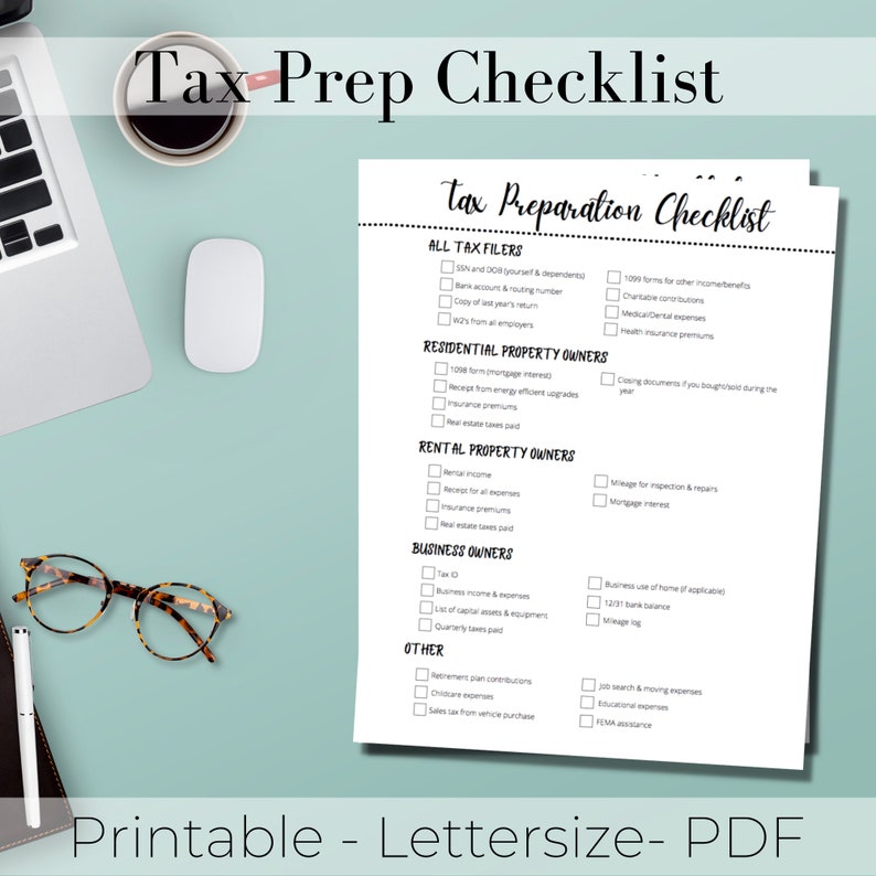 Tax Preparation Checklist, Simple Tax Tracker (PDF Printable) - Etsy