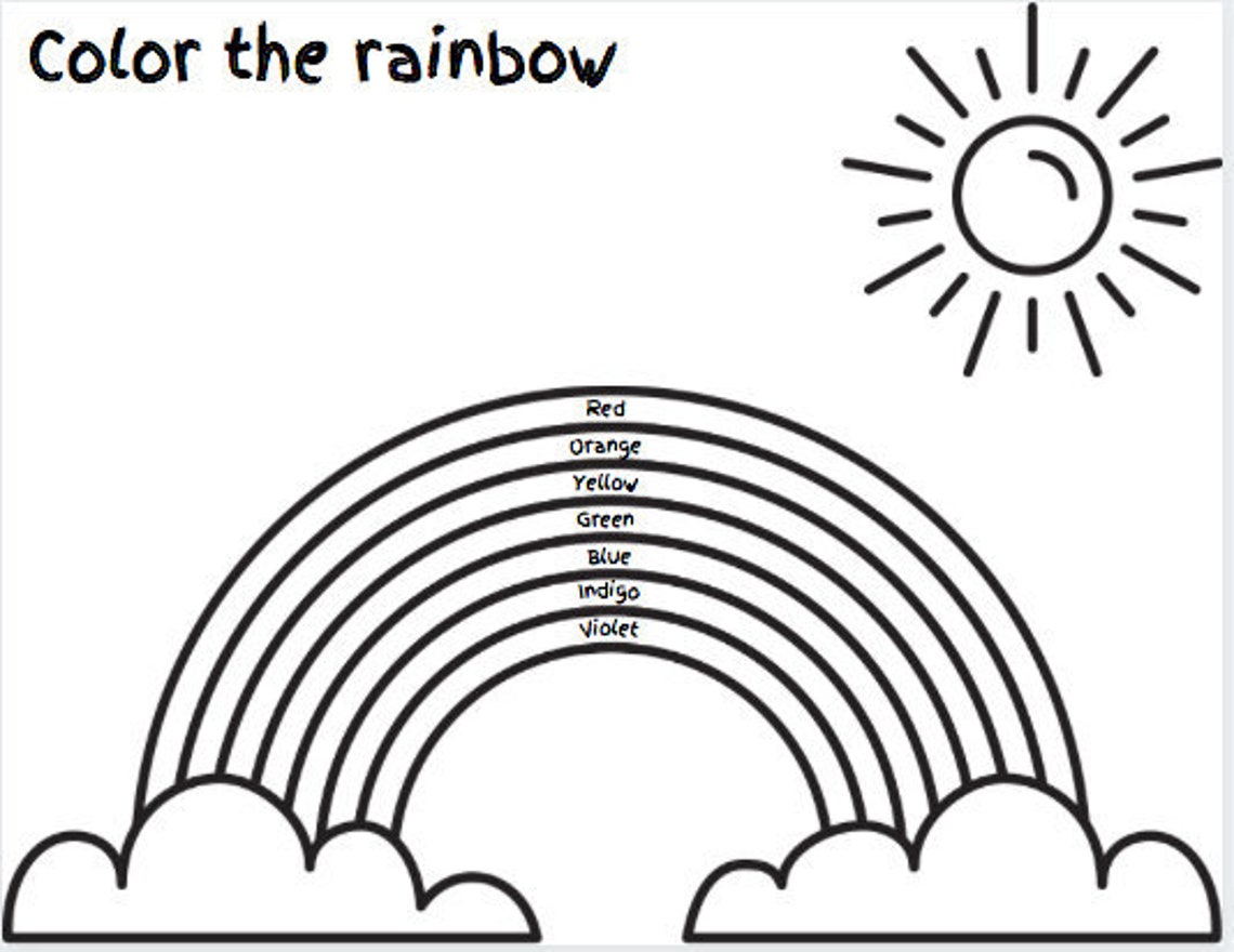 Rainbow Coloring Page, Educational Worksheet, Rainbow Coloring ...