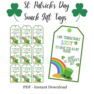 St. Patrick's Day Tag, Rainbow Seeds Tag, Lucky Charm Tag, Snack Tags ...