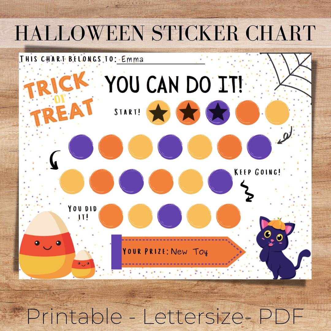 Halloween Sticker Reward Chart, Sticker Chart, Girls Reward Chart, Boys ...