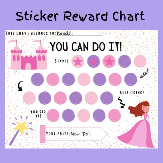 Princess Sticker Reward Chart Sticker Reward Chart Reward | Etsy