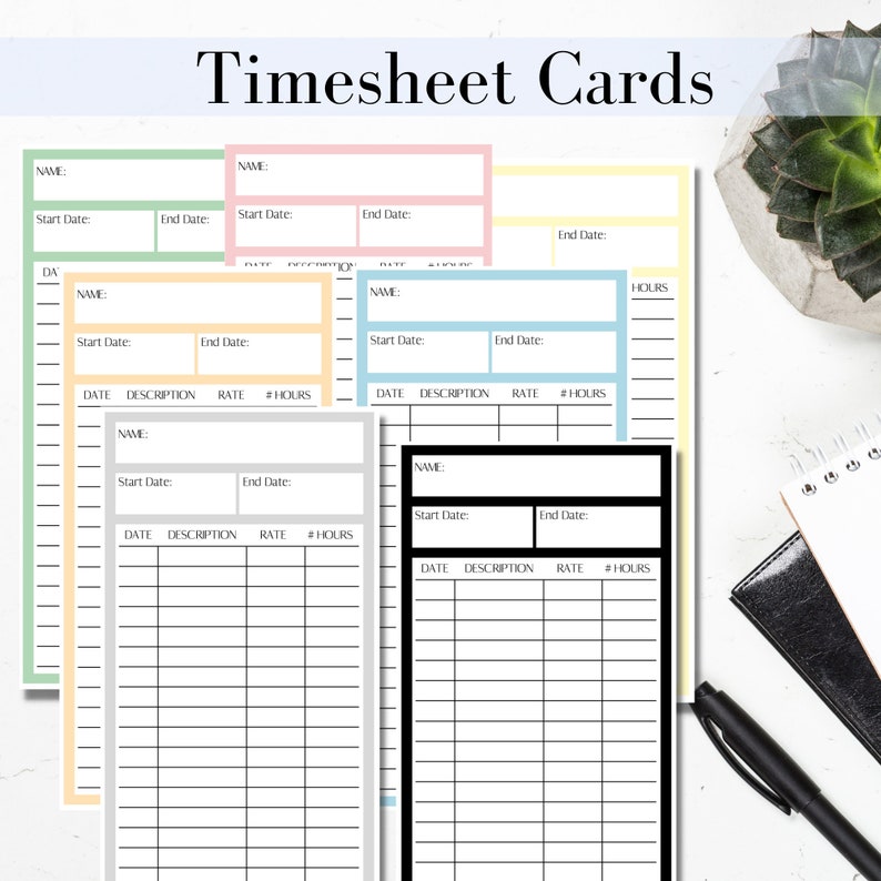 Time Cards Timesheet Cards Work Hours Log Working Hours - Etsy