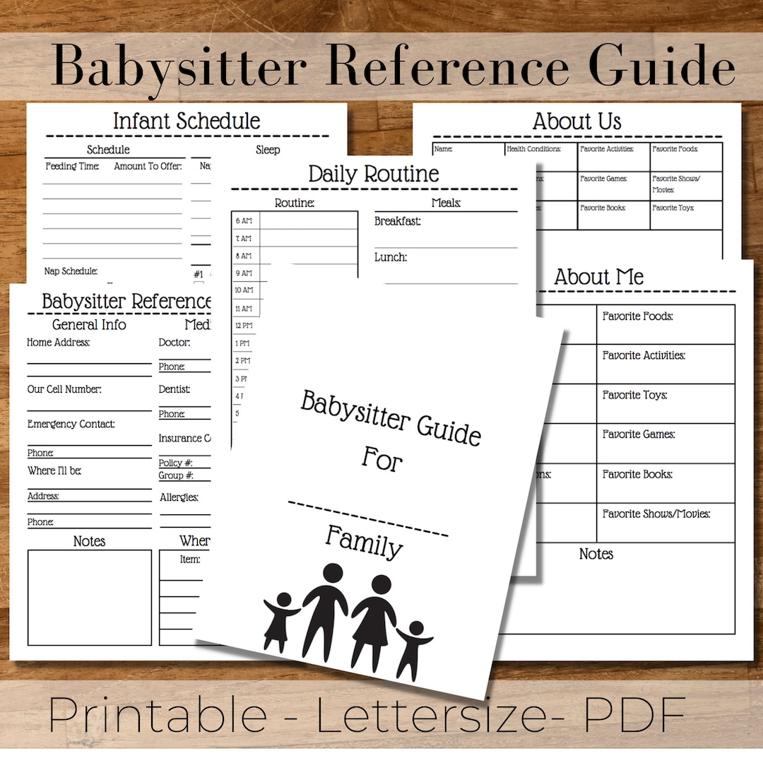 Babysitter Planner, Nanny Guide, Babysitting Guide, Child Information ...