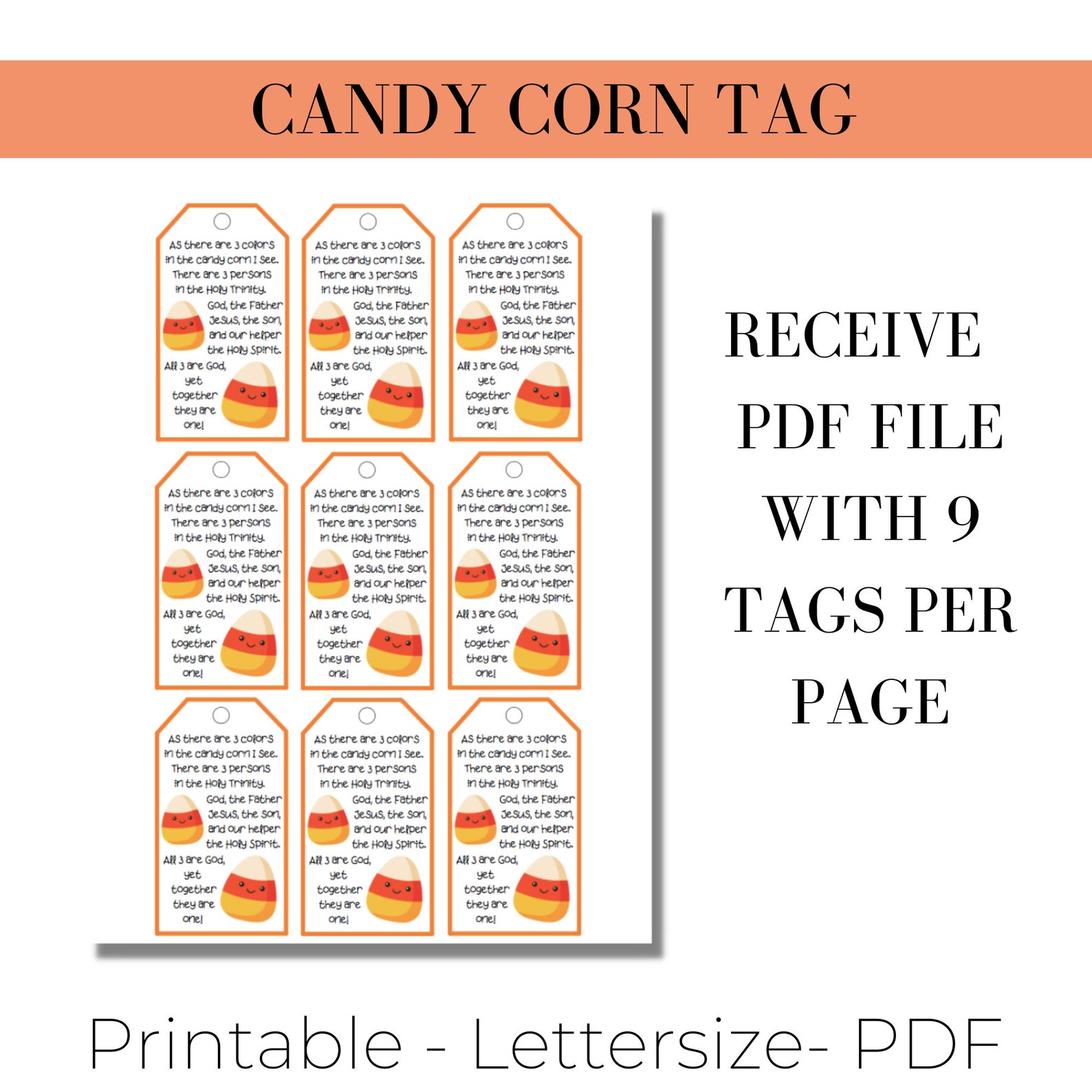 Trinity Tag Candy Corn Tag Christian Tag Halloween Tag - Etsy