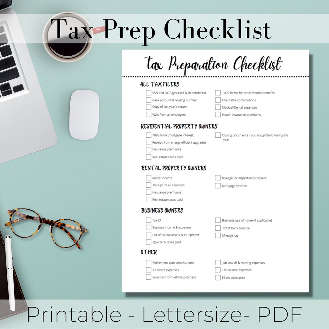 Tax Preparation Checklist, Tax Prep Checklist, Tax Prep Tracker, Tax ...