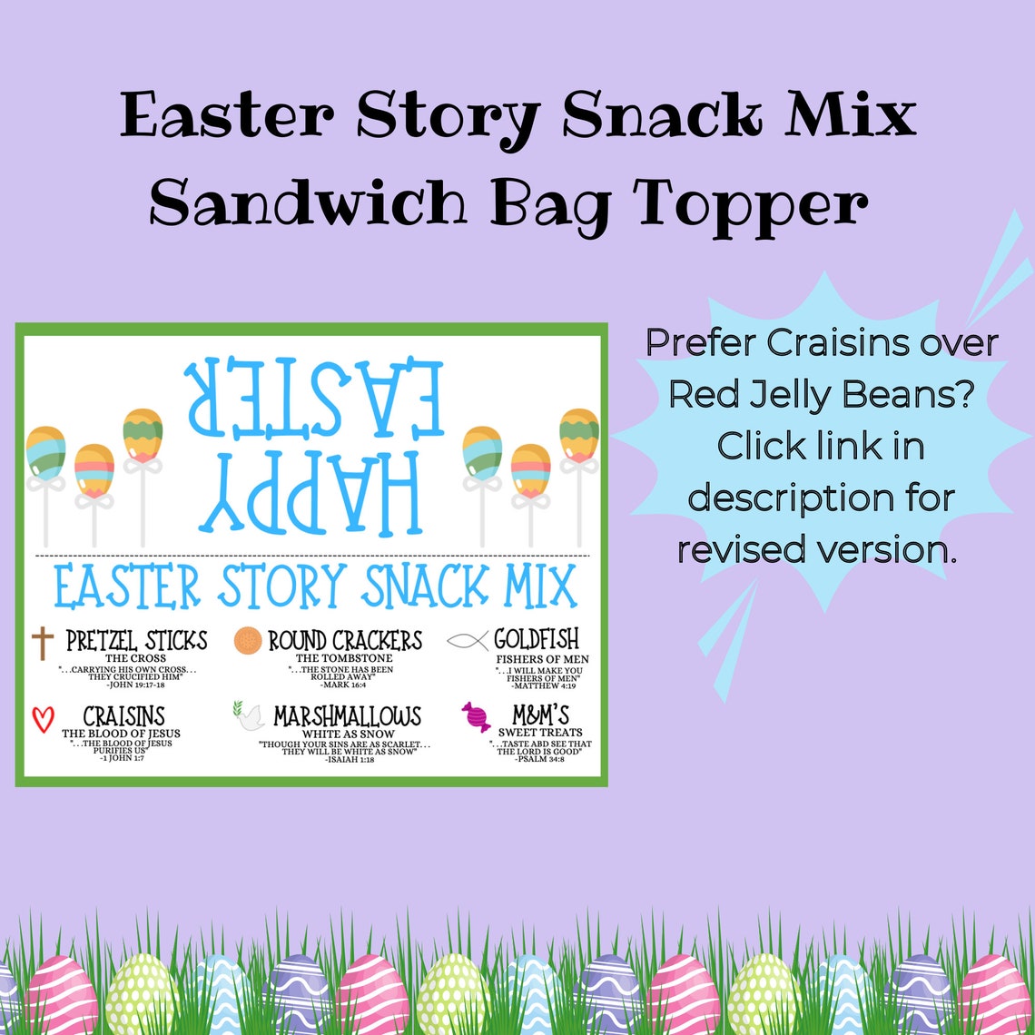 Easter Story Sandwich Bag Topper Easter Snack Mix Easter Bag - Etsy
