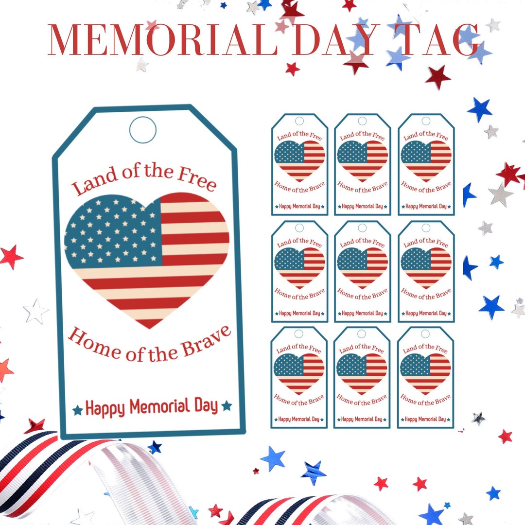 Memorial Day Tag, Memorial Day Gift Tags, Memorial Day Printable ...