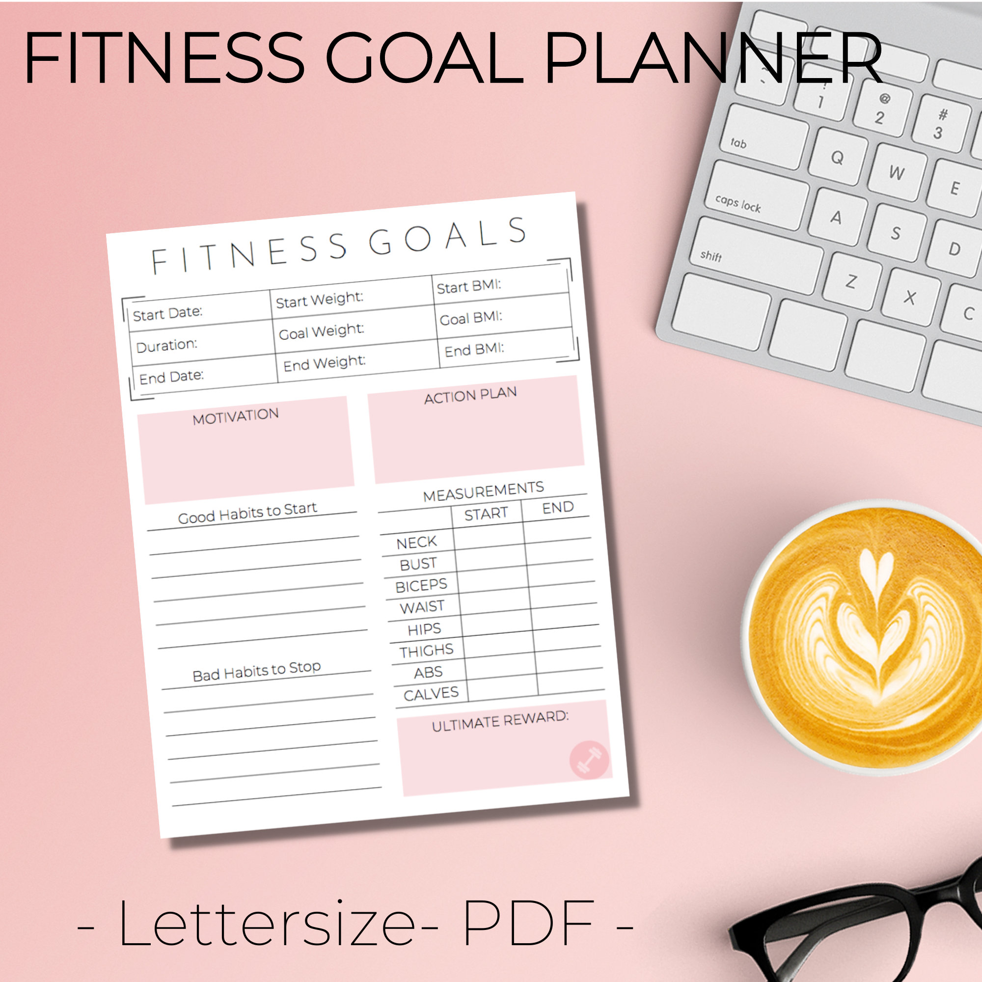 Printable Fitness Planner Fitness Goals Tracker Workout | Etsy