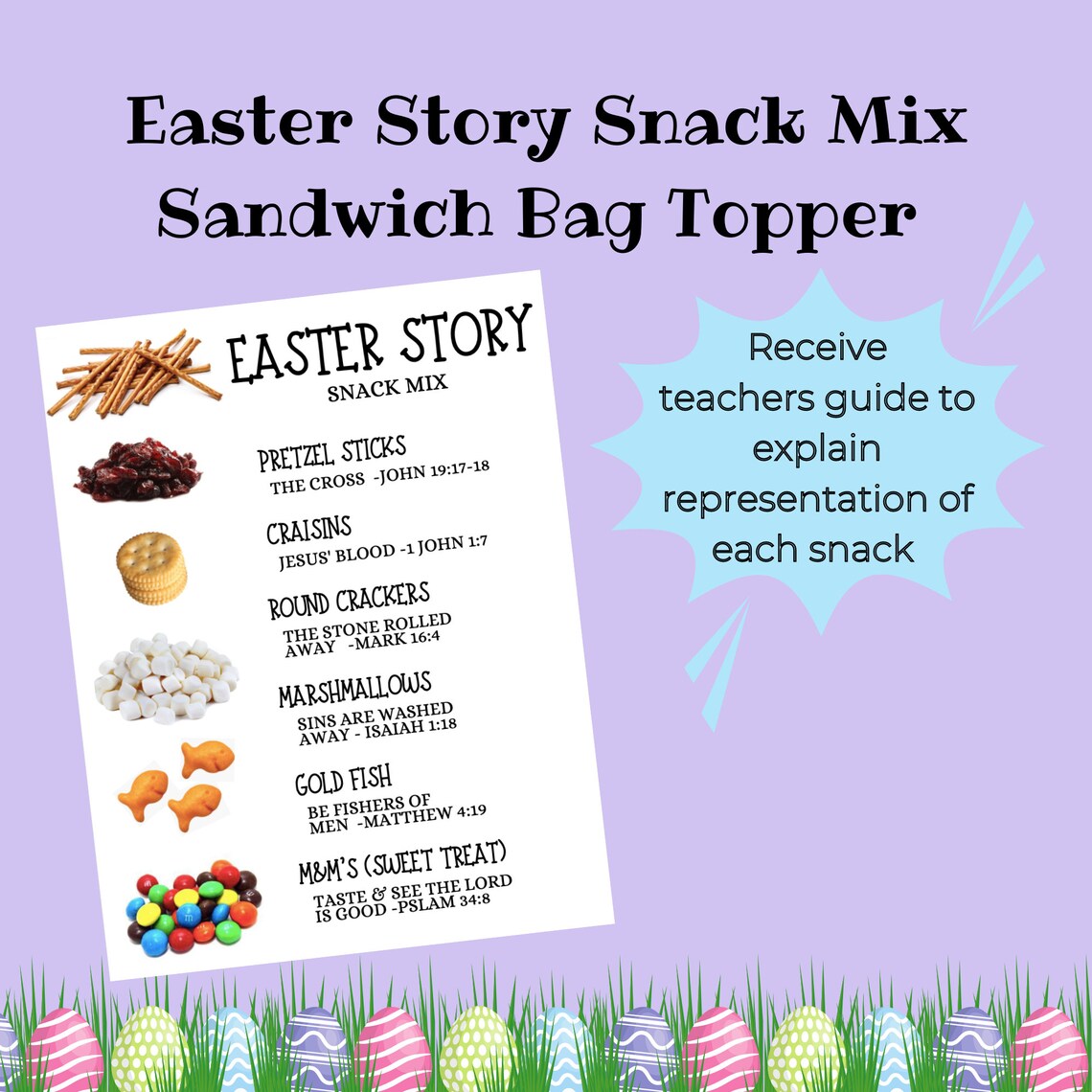 Easter Story Sandwich Bag Topper Easter Snack Mix Easter Bag - Etsy