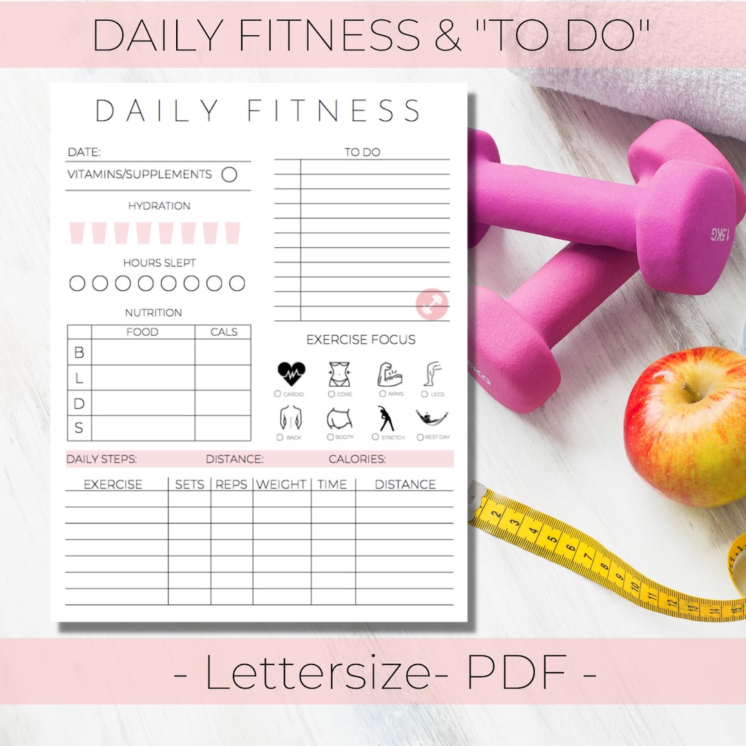 Daily Fitness Planner, Daily Wellness Planner, Daily Workout Planner ...