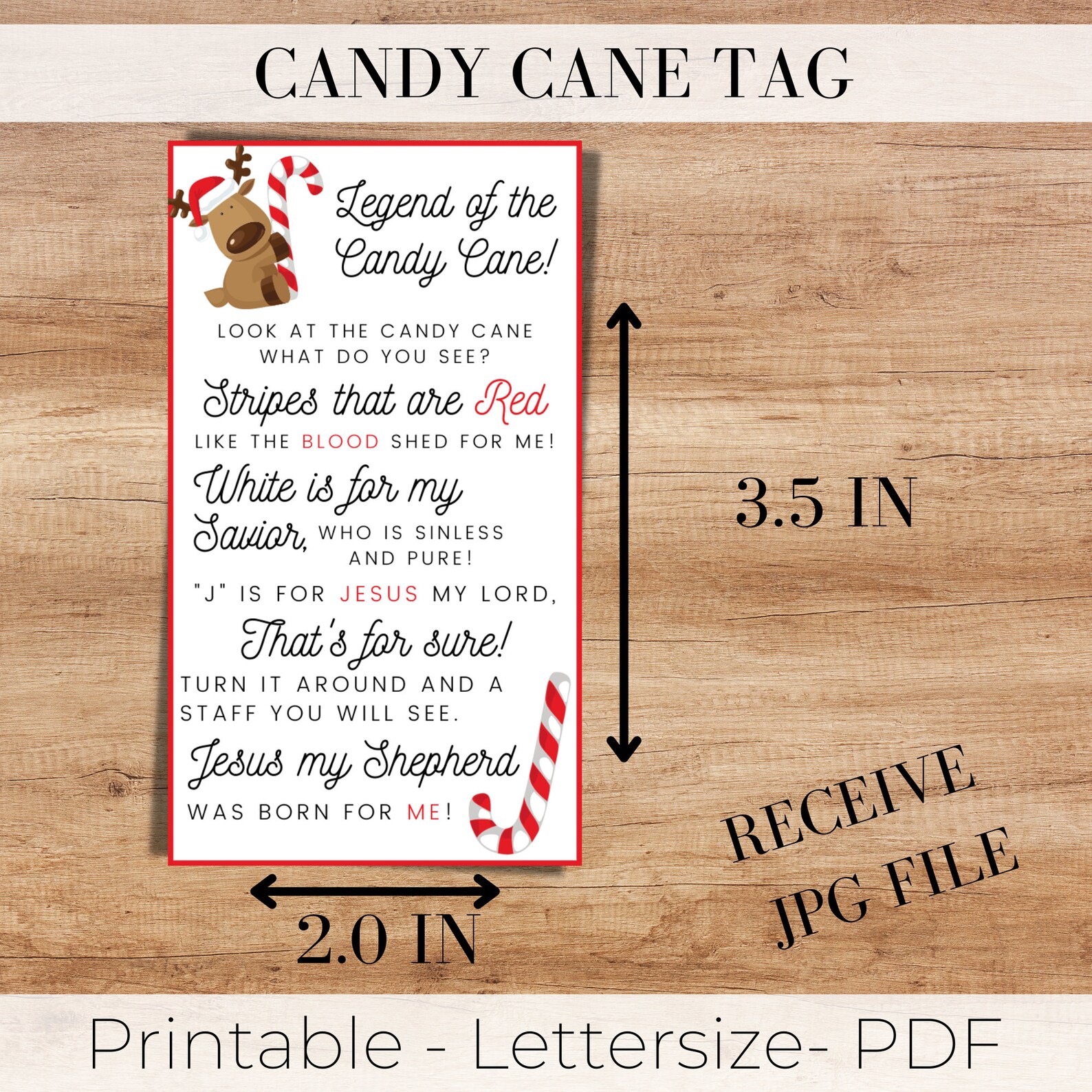 Legend of Candy Cane Tag, Christian Tag, Candy Cane Tag, Christmas Tag ...