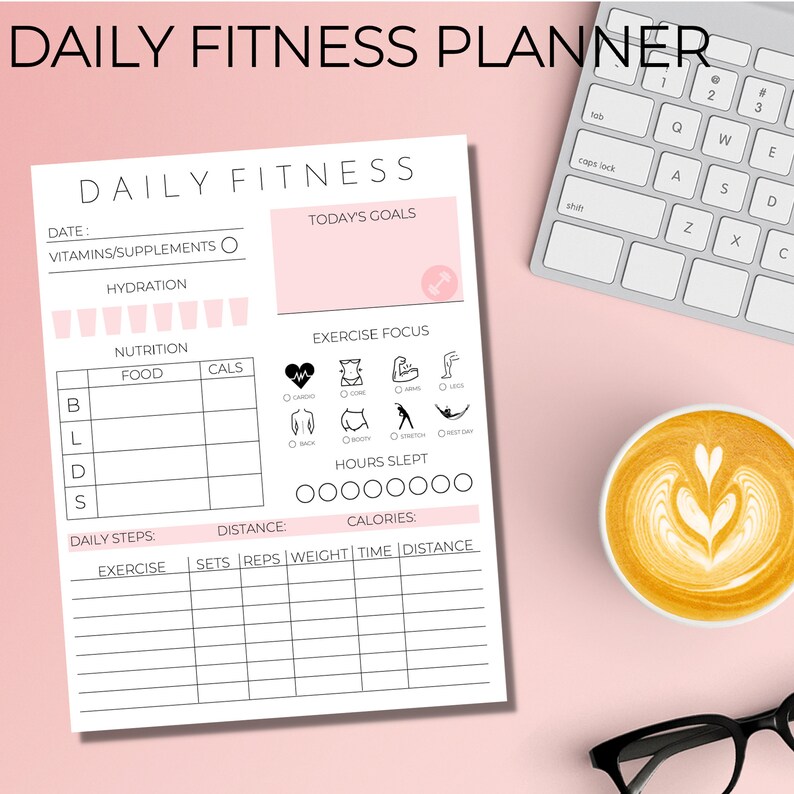 Daily Fitness Planner, Workout Tracker (PDF Printable) - Etsy