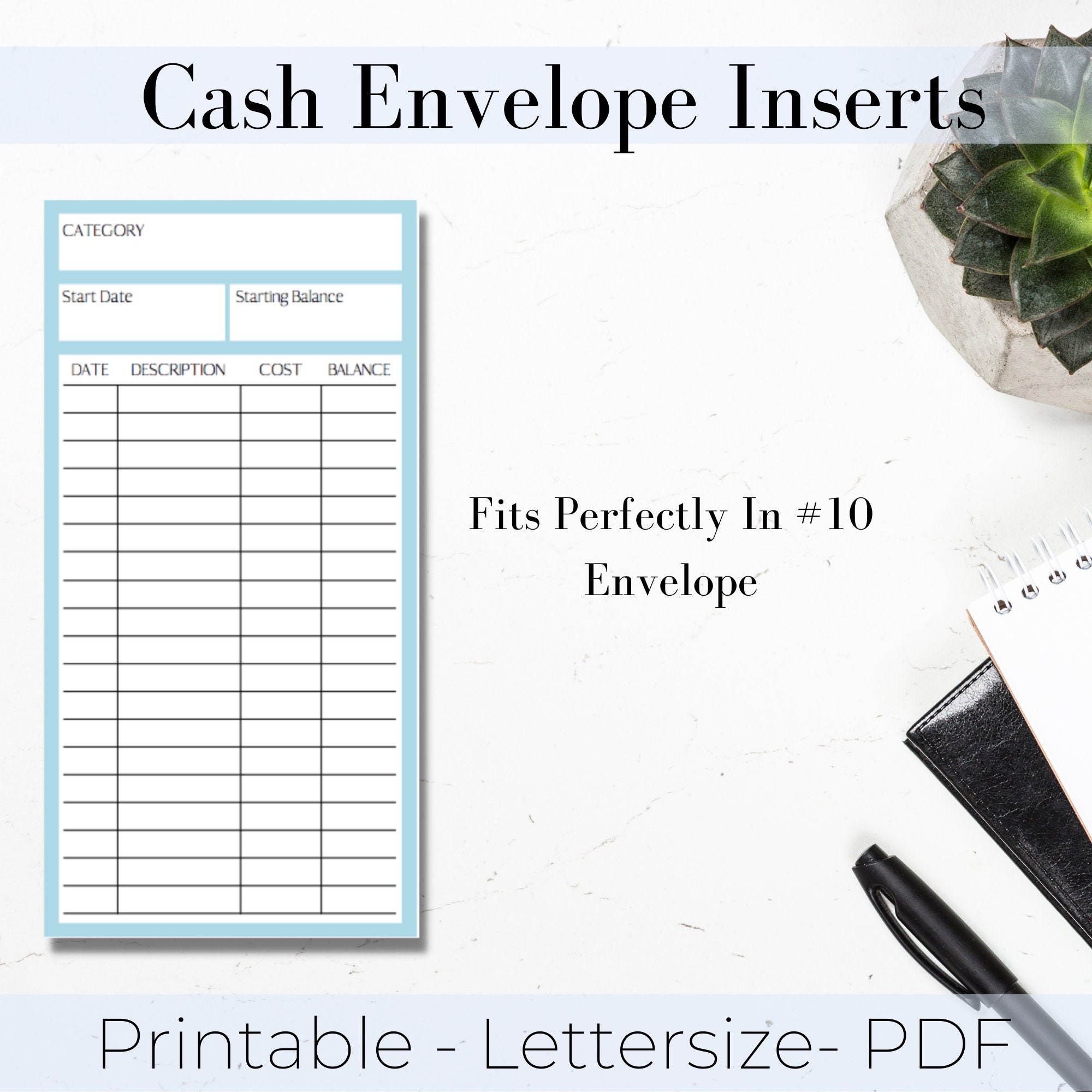 Cash Envelope Inserts Cash Transaction Register Cash | Etsy