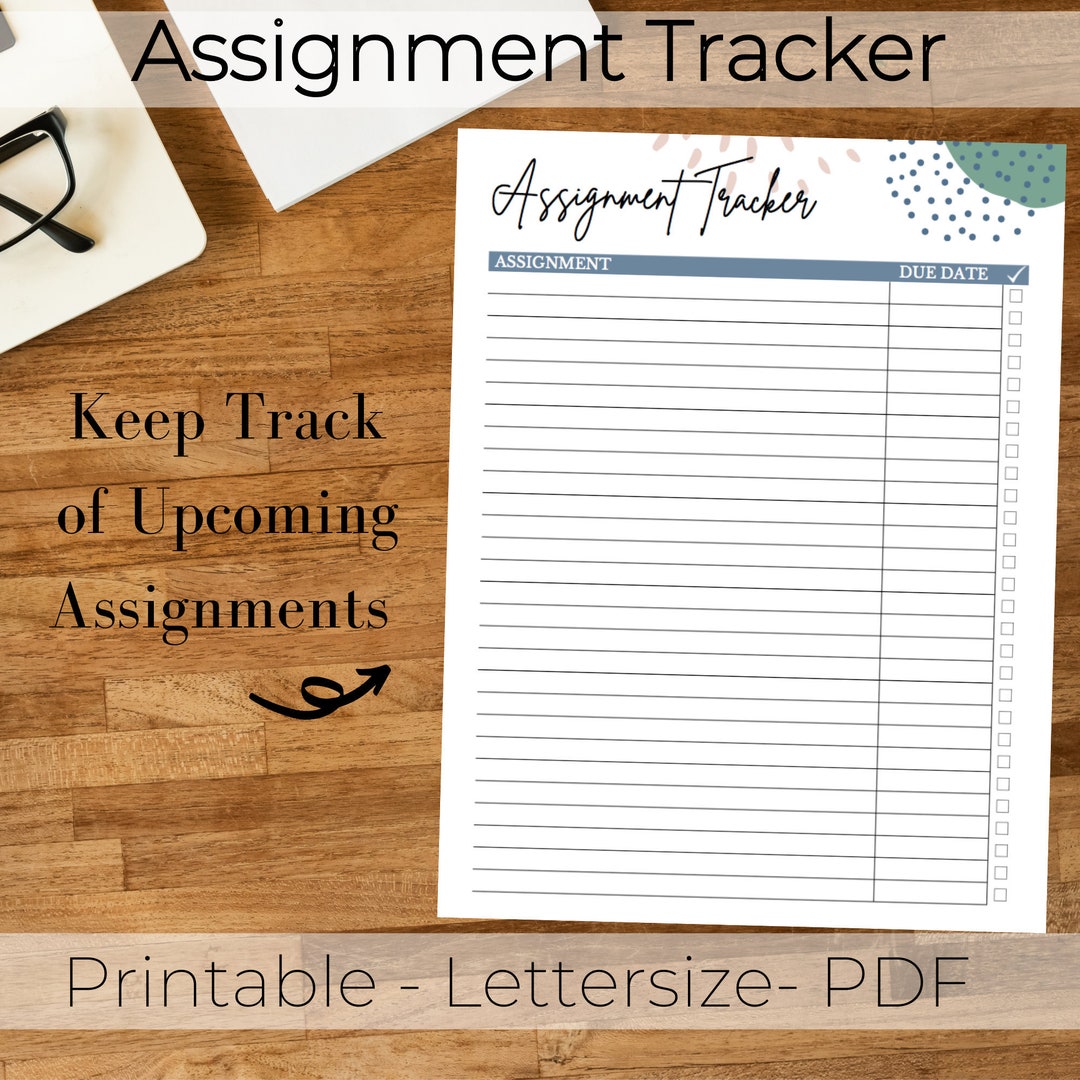 Printable Assignment Tracker, Homework Tracker,assignment Planner ...