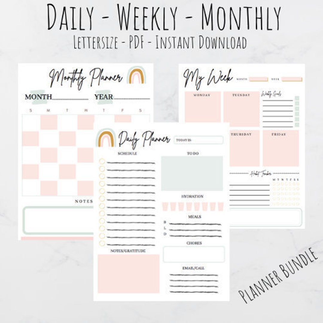 Daily Planner. Weekly Planner. Monthly Planner. Printable Planner ...
