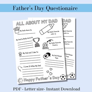 All About Dad Questionnaire, Fathers Day Coloring Page, Fathers Day ...