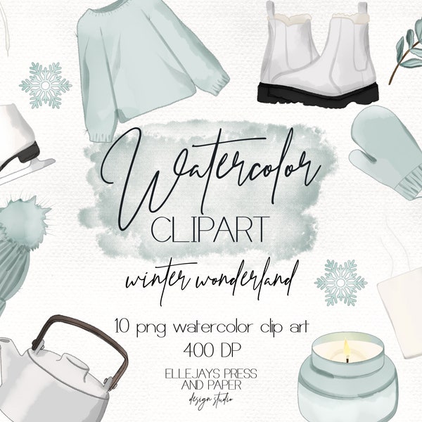 Watercolor Snowflakes Clipart - Etsy