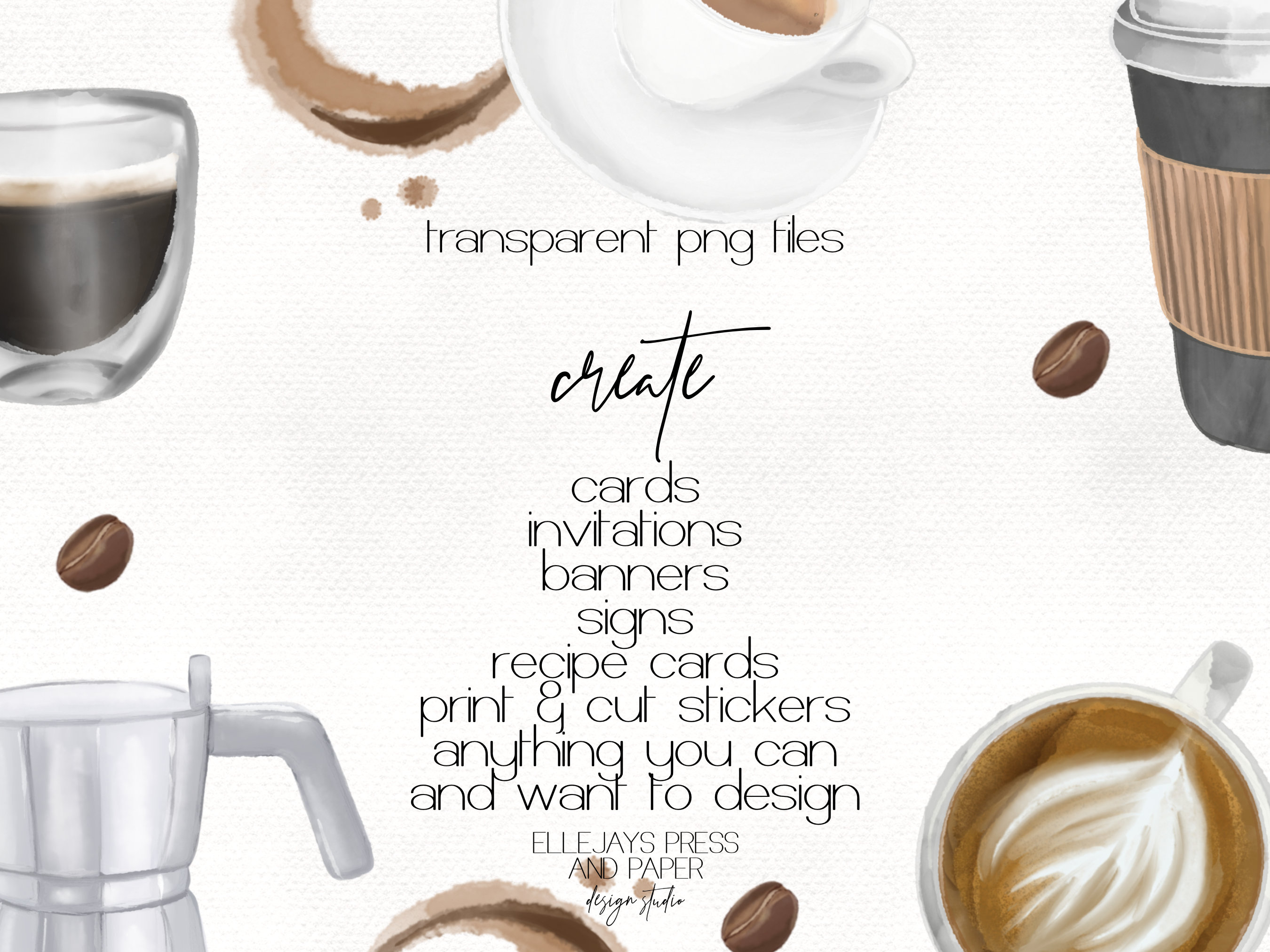 Watercolor Coffee Clip Art | Watercolor Coffee | Coffee Stains | Latte ...