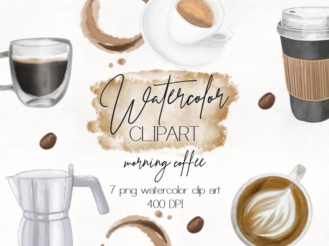 Watercolor Coffee Clip Art | Watercolor Coffee | Coffee Stains | Latte ...