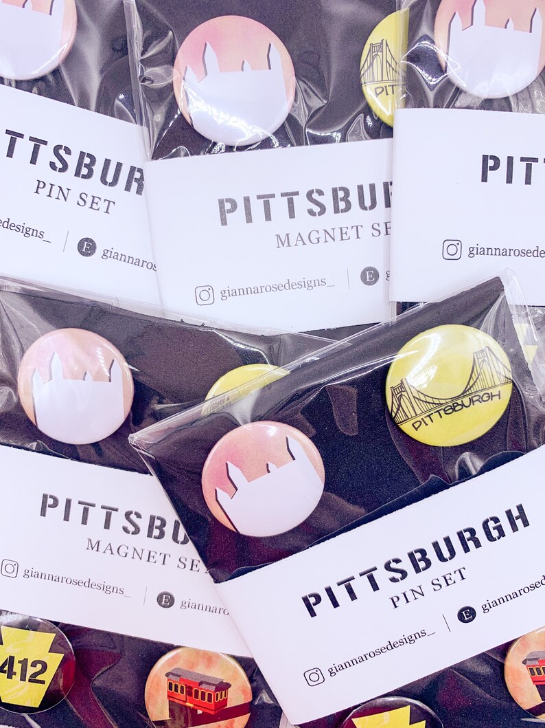 Pittsburgh Pin or Magnet Set | Set of 4 - PPG Place, Incline, 412 ...