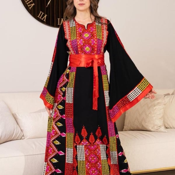 Palestinian Embroidered Thobe Maxi Dress - Etsy