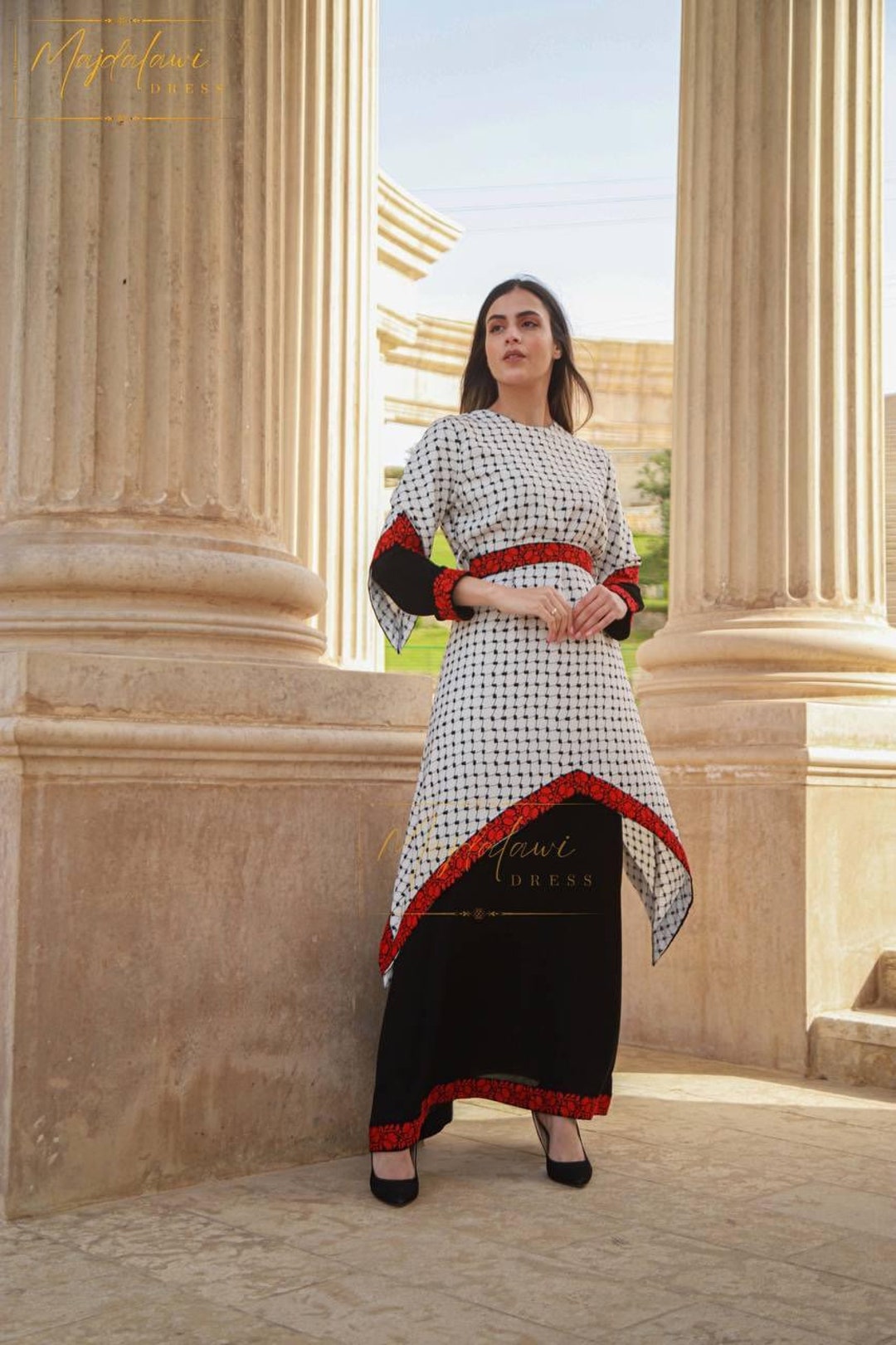 Abaya Thobe Embroidered Palestinian Jordanian Traditional Arabic Dress ...