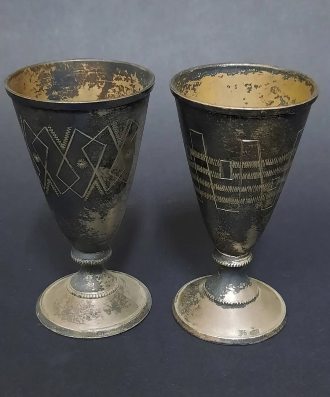 Vintage Imperial Russian Soviet USSR Hand Engraved Signed Pair Set 2 ...