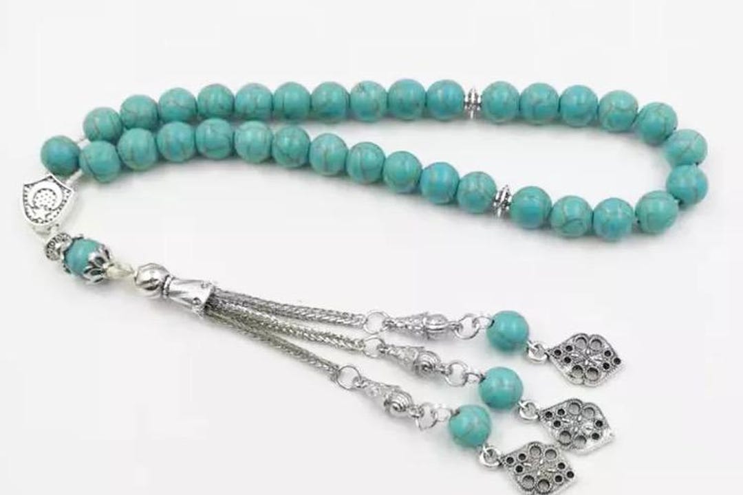 Misbah Muslim Prayer Necklace Islamic Misbah 33 Beads Turquoise Blue - Etsy