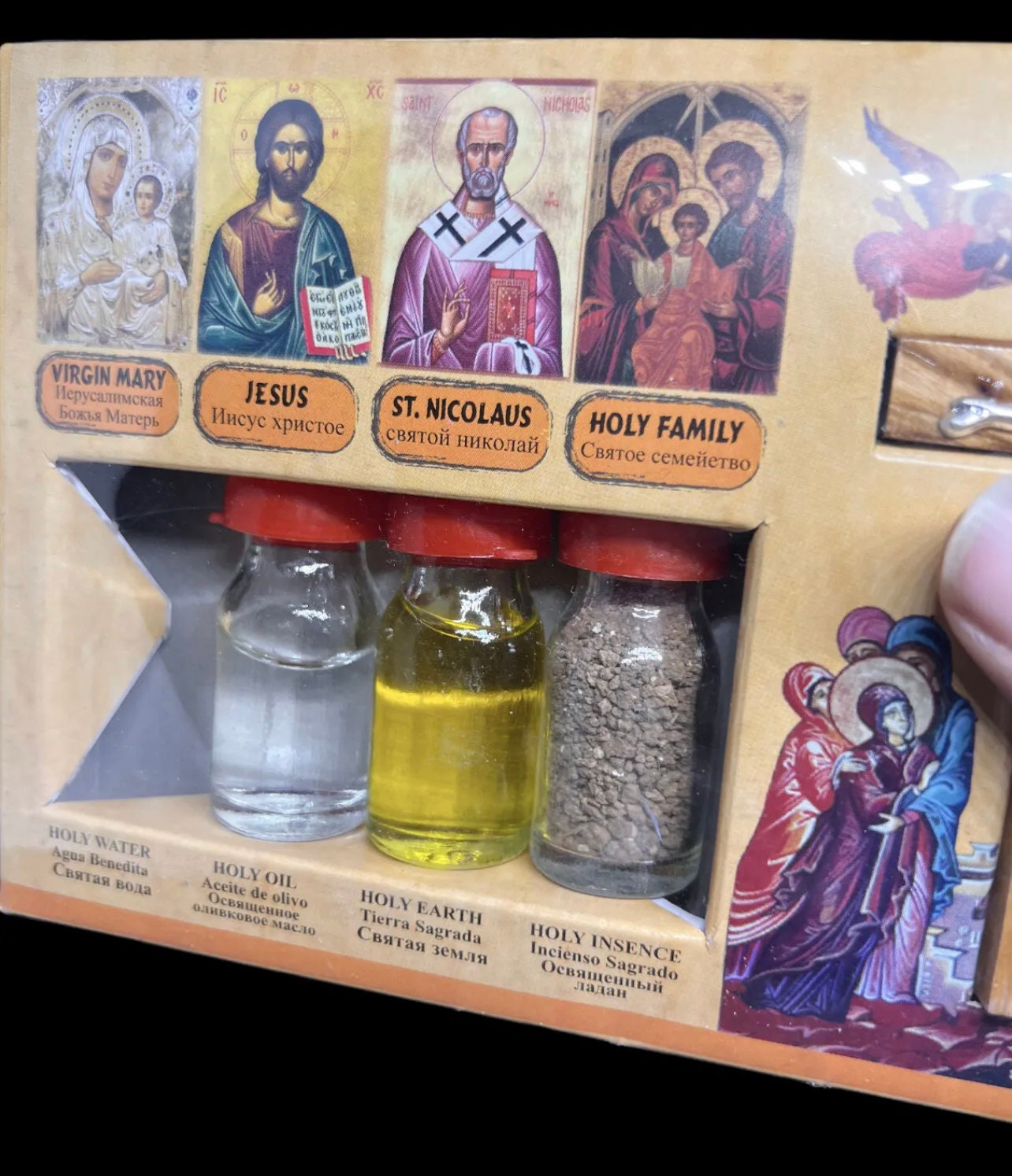 Christ Box Holy Water River Set Jerusalem Oil Olive Soil Kurdish Israel ...