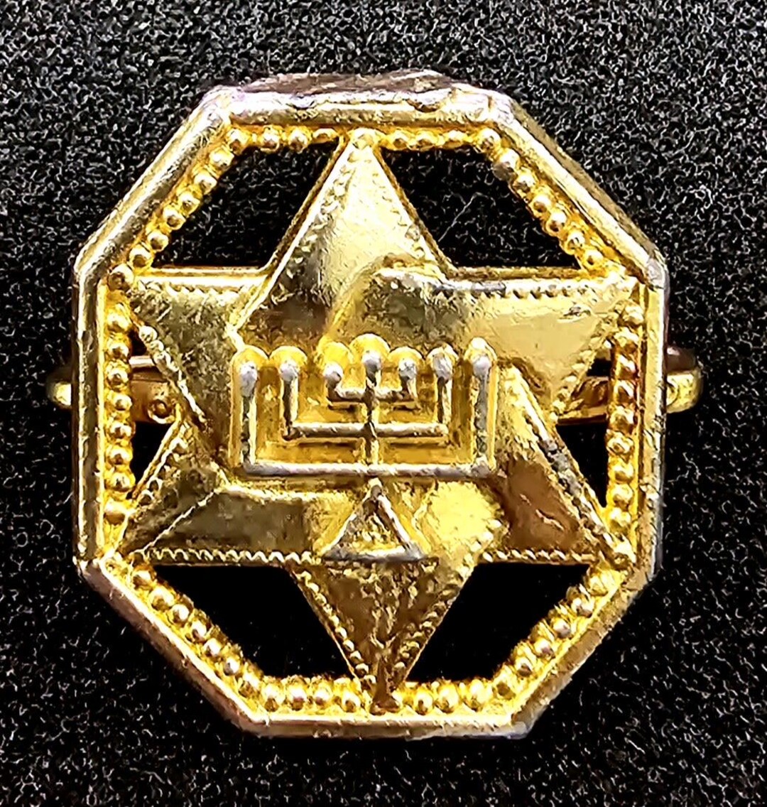 Vintage Old Rare Jewish Judaica Golden Dash Pin With Star of David and ...
