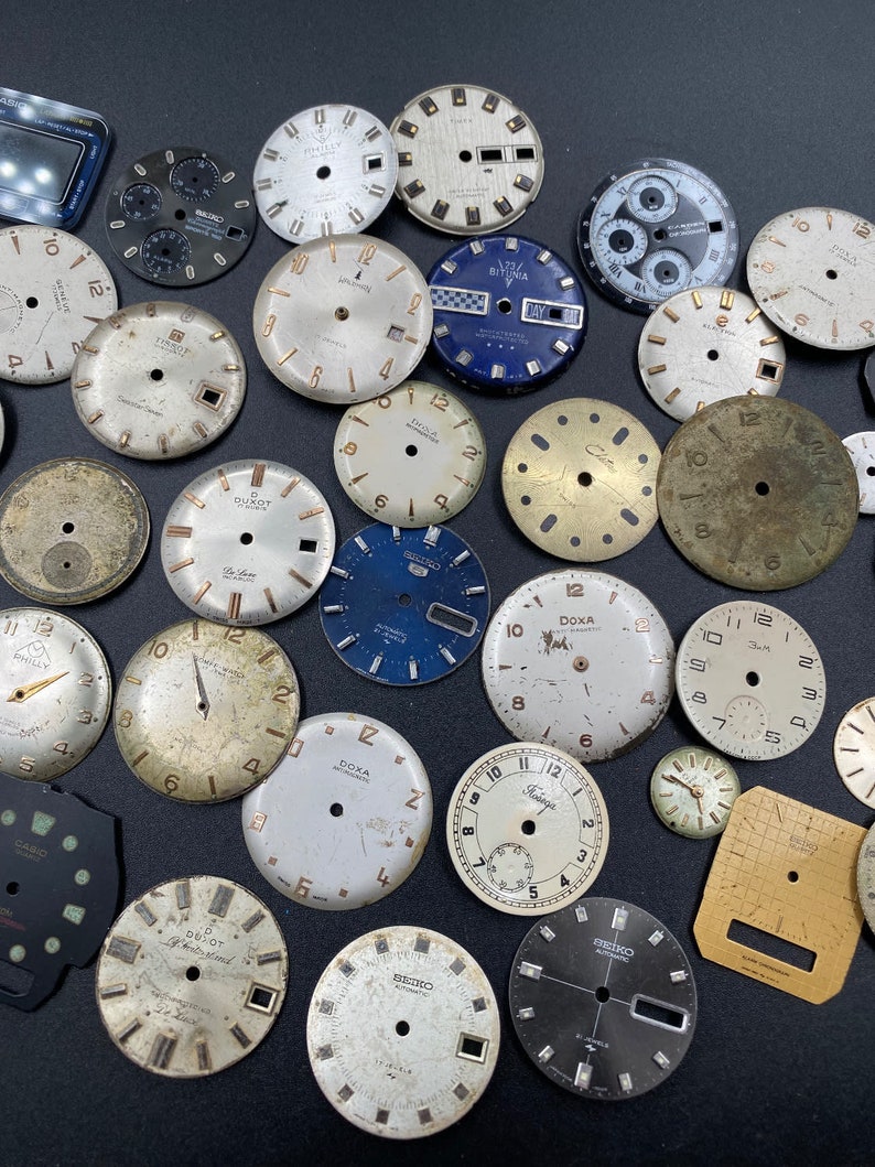 Collection Old Watch Faces Full Companies Tissot Seiko Casio for Parts ...