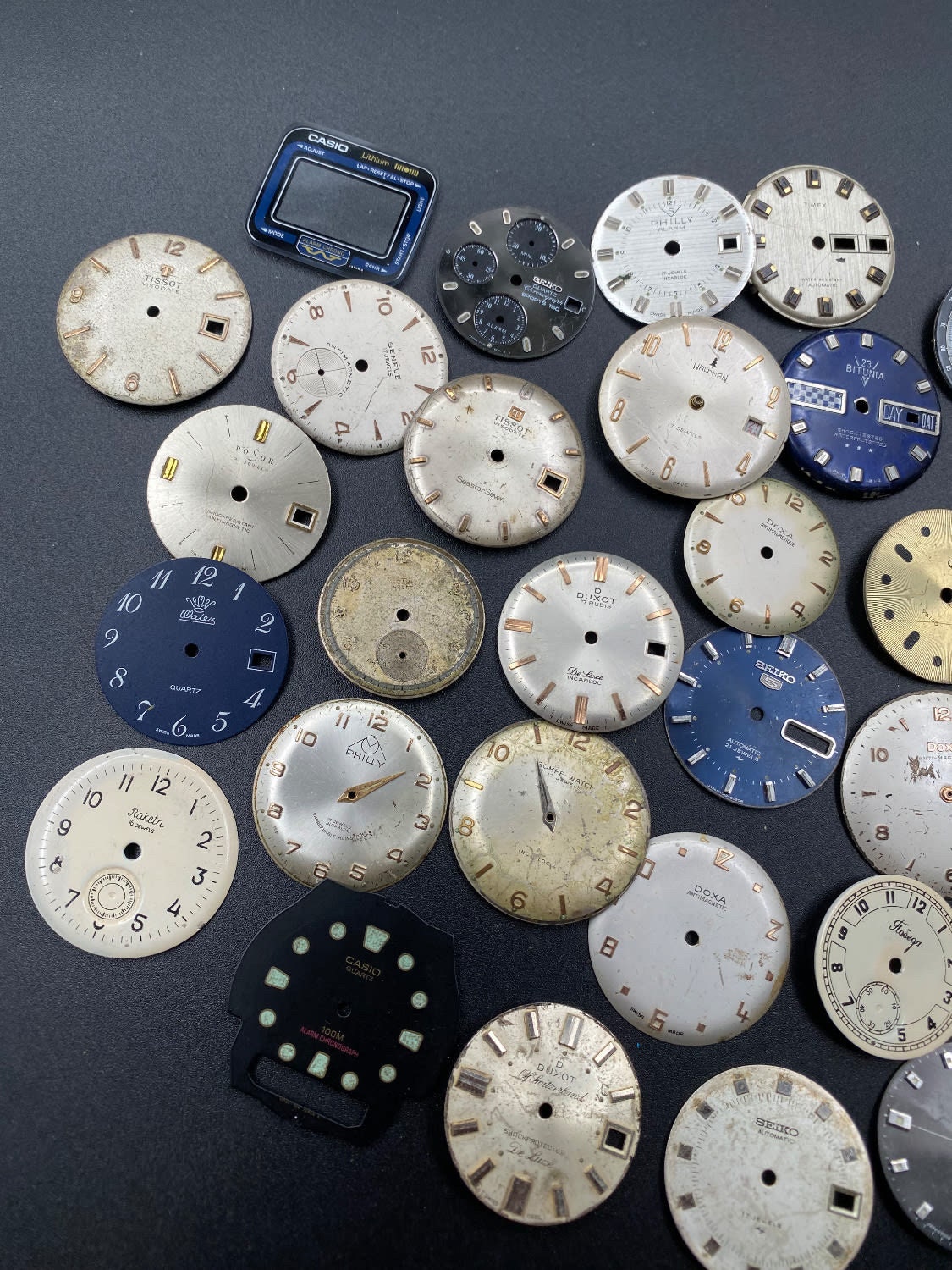 Collection Old Watch Faces Full Companies Tissot Seiko Casio for Parts ...