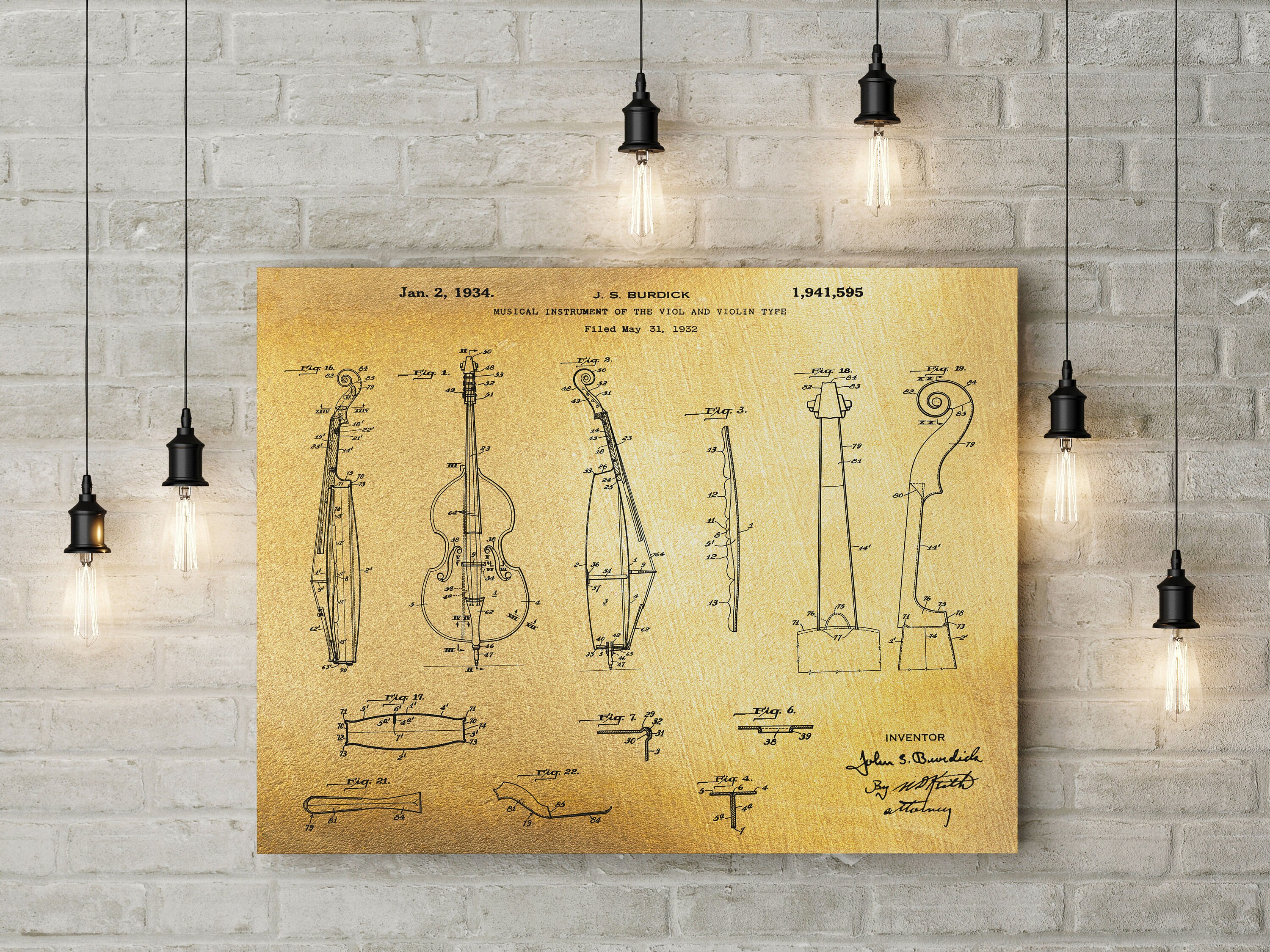 Violin Type Patent 1934 Poster, Cello Patent Print, Violin Type ...