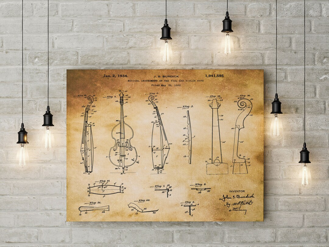 Violin Type Patent 1934 Poster, Cello Patent Print, Violin Type ...